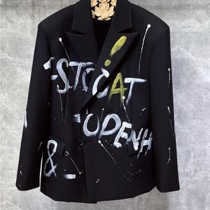 Jackets & Coats | Graphic Blazer With Letter Writingsize Largeruns Size ...